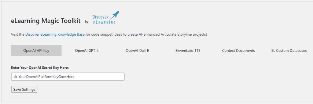 eLearning Magic Toolkit Settings – Discover eLearning
