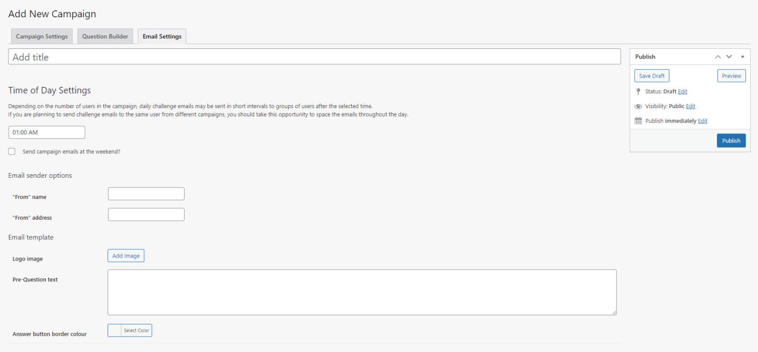 New Campaign – Email Settings Tab – Discover eLearning